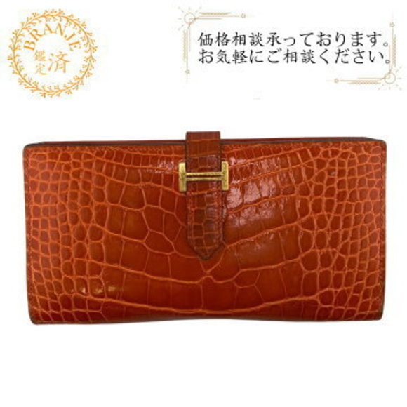 Hermes | Bags | Hermes Bear Souffl Alligator Long Wallet Orange | Poshmark